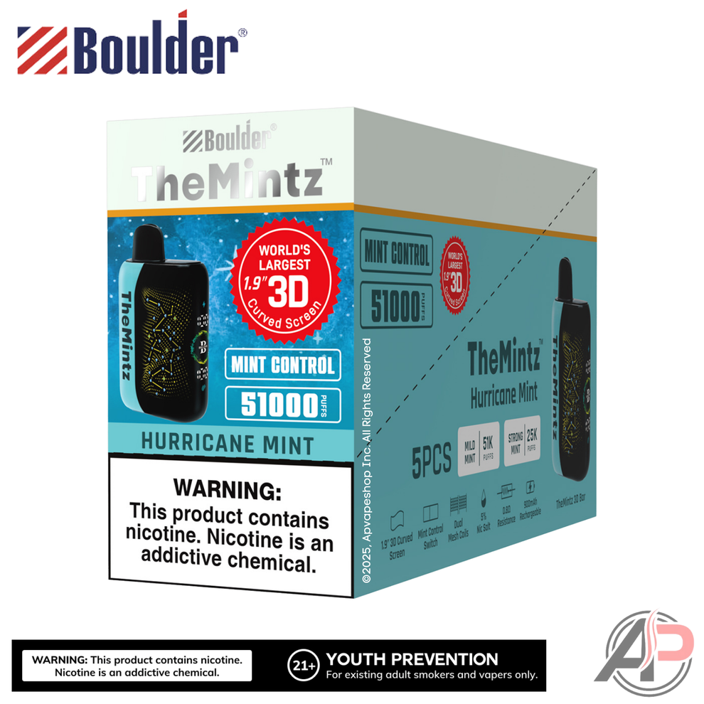 Boulder The Mintz 3D Bar 51000 Puffs Disposable Vape Device – Apvs