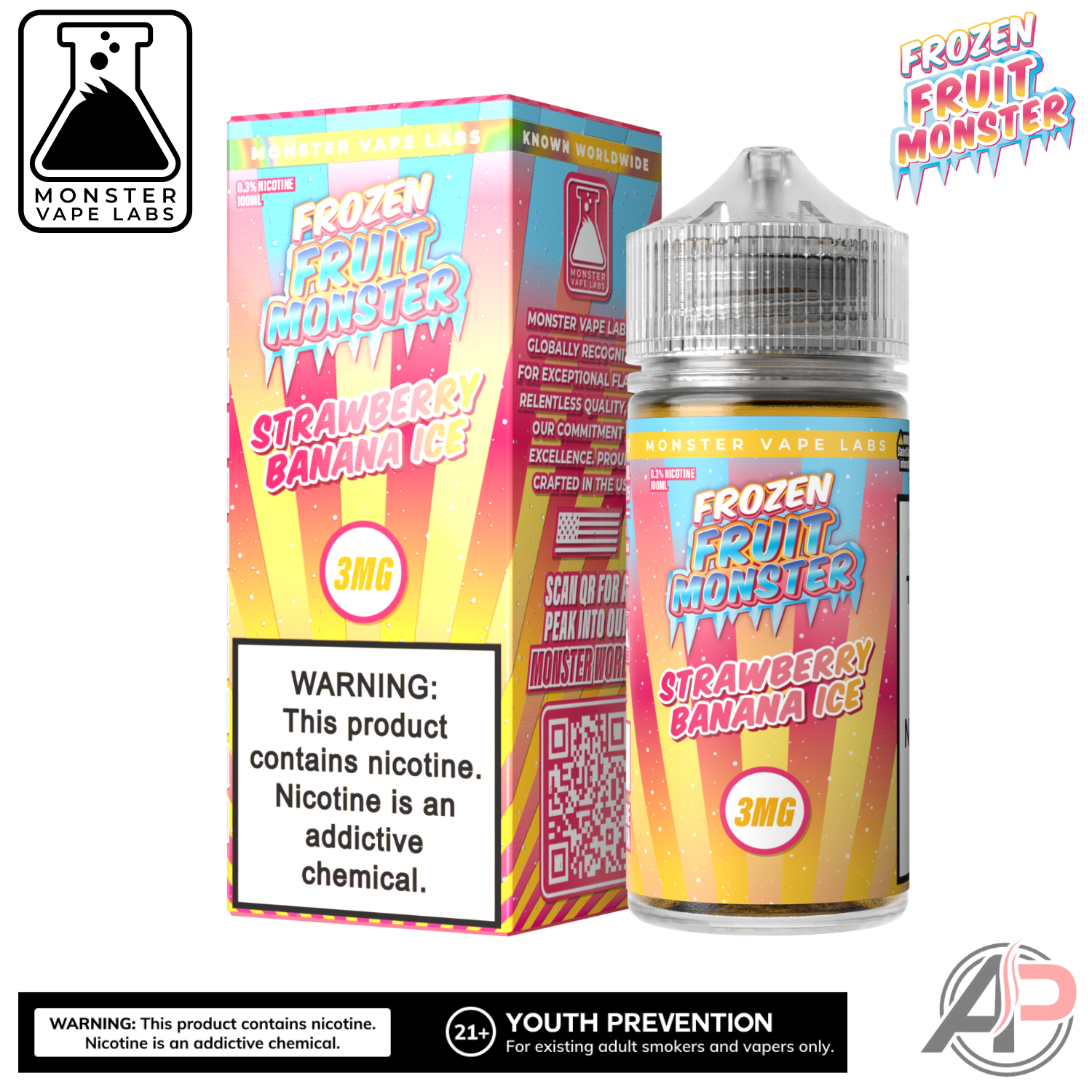 Strawberry Banana Ice E-Liquid By Frozen Fruit Monster Vape Labs 100mL ...